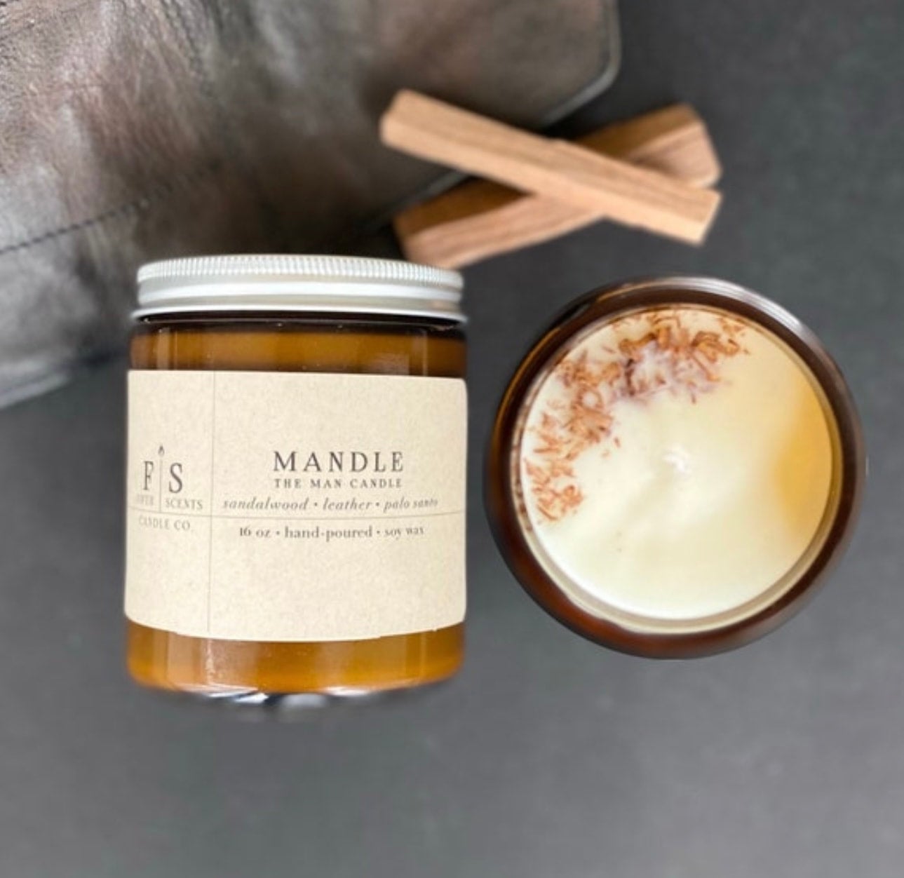 Mandle “the man candle” 16 oz Soy Candle | POUR by Fifth Scents Candle Co.